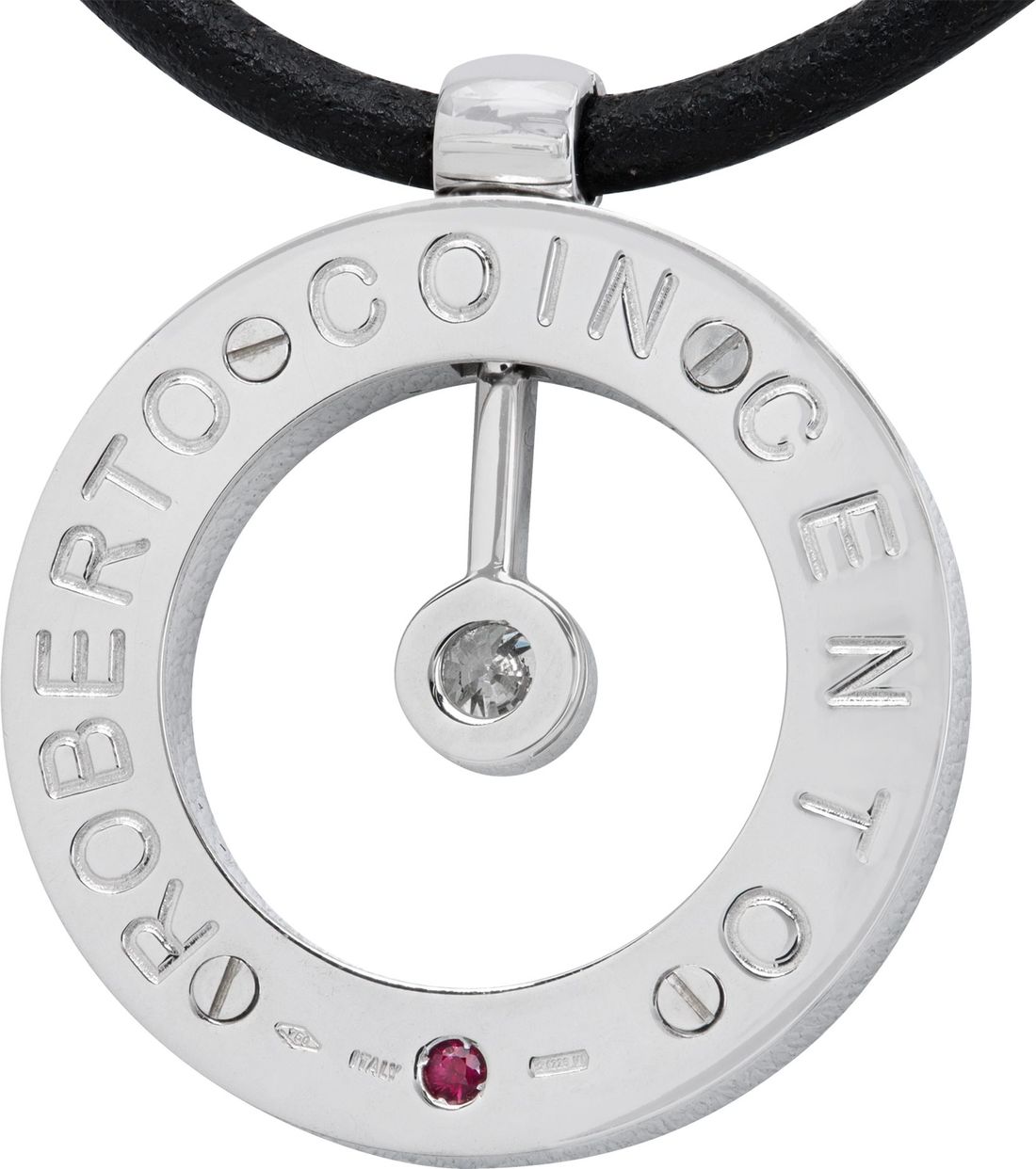 Roberto Coin Cento pave diamond pendant on a leather cord ne